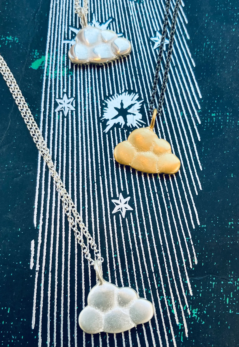 Cloud pendant in gold plate by Clare Collinson – Makers Guild in Wales