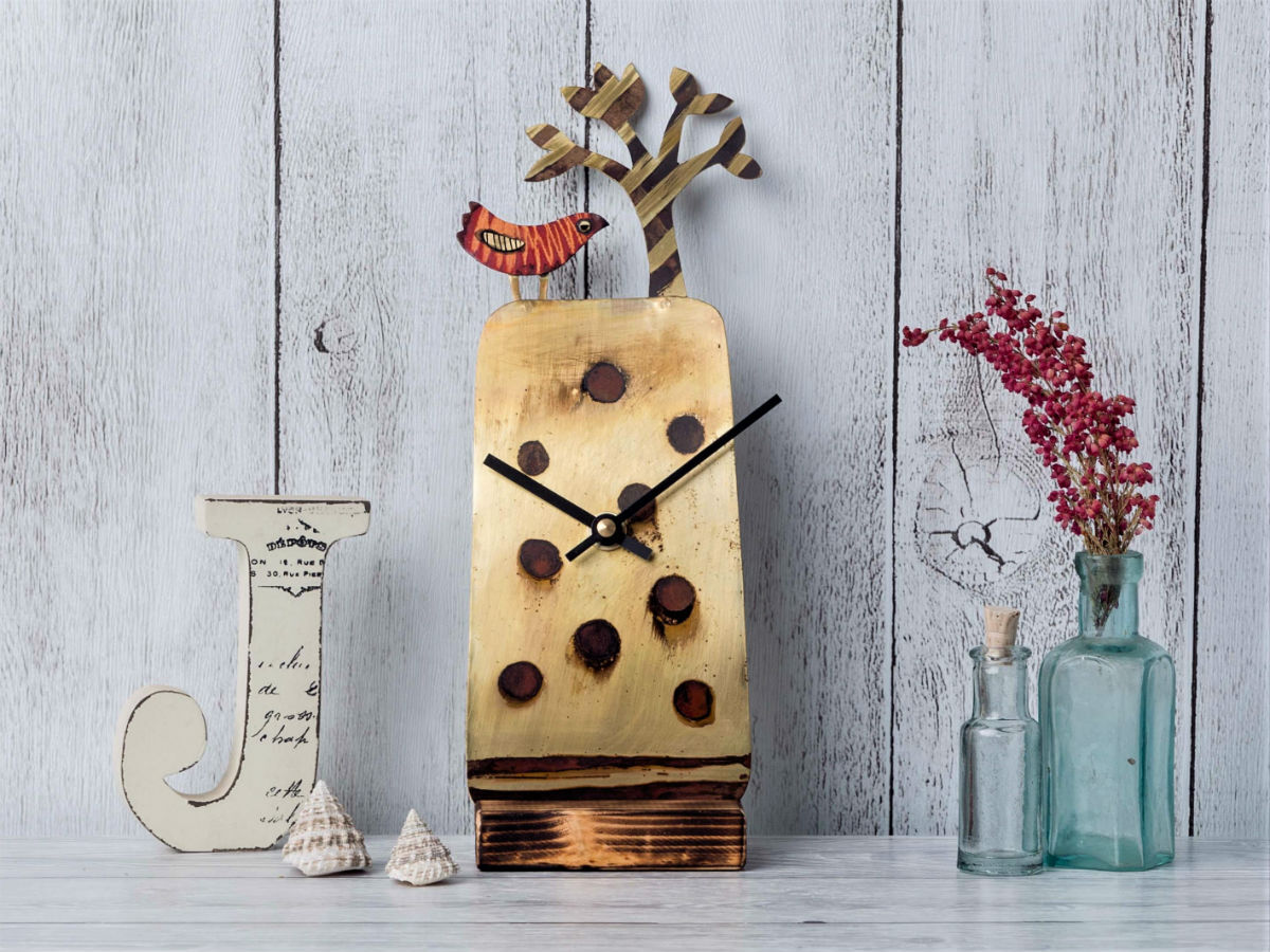Tall Red Bird & Tree Clock by Jill Stewart – Makers Guild in Wales